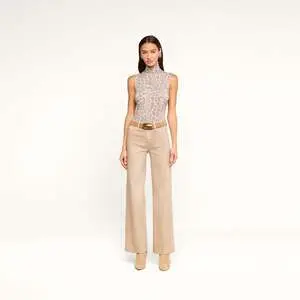 L'Agence Sleeveless Turtleneck In Grey Leopard Print - Grey Multi Patch Leopard
