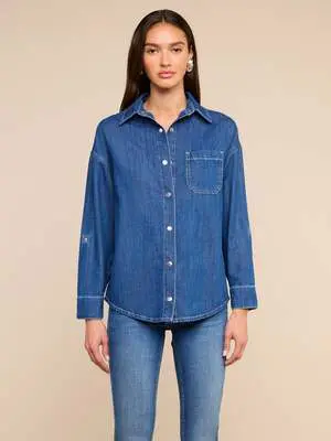 L'Agence Jorah Oversized Featherweight Denim Shirt