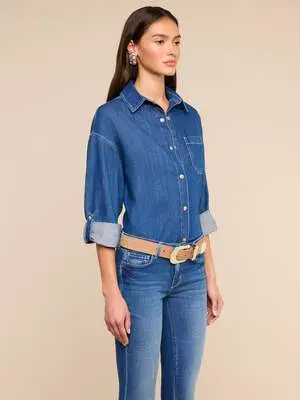 L'Agence Jorah Oversized Featherweight Denim Shirt