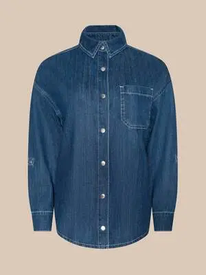 L'Agence Jorah Oversized Featherweight Denim Shirt