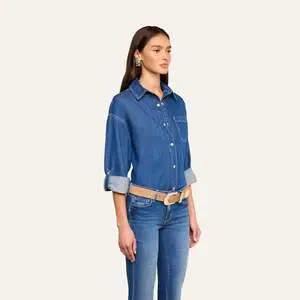 L'Agence Jorah Oversized Featherweight Denim Shirt
