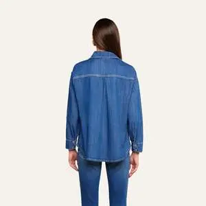 L'Agence Jorah Oversized Featherweight Denim Shirt