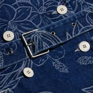 L'Agence Bradley Floral Jacquard Denim Trench Coat