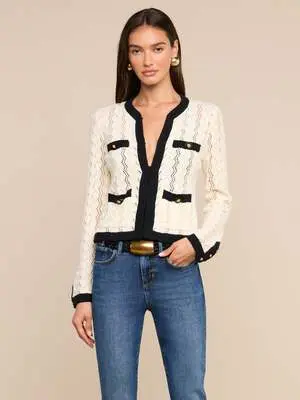L'Agence Zephyra Pointelle Knit Cardigan