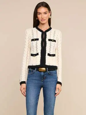 L'Agence Zephyra Pointelle Knit Cardigan