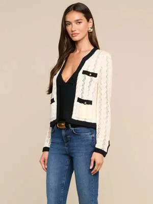 L'Agence Zephyra Pointelle Knit Cardigan