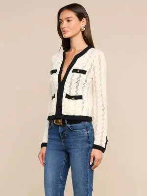 L'Agence Zephyra Pointelle Knit Cardigan
