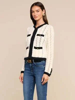 L'Agence Zephyra Pointelle Knit Cardigan
