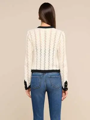 L'Agence Zephyra Pointelle Knit Cardigan