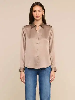 L'Agence Tyler Silk Blouse Top - Light Cardamom