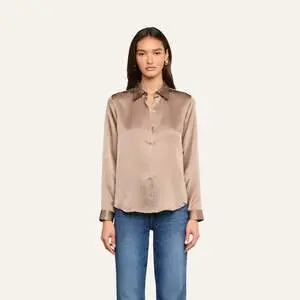 L'Agence Tyler Silk Blouse Top - Light Cardamom
