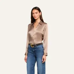 L'Agence Tyler Silk Blouse Top - Light Cardamom