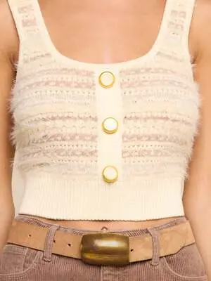 L'Agence Galene Cropped Knit Tank - Ecru/natural Multi