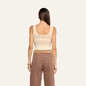 L'Agence Galene Cropped Knit Tank - Ecru/natural Multi