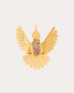 LINA HERNÁNDEZ Amethyst & Rose Quartz Hummingbird Ring - Gold