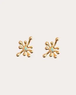 LINA HERNÁNDEZ Emerald Aureliana Stud Earrings - Gold