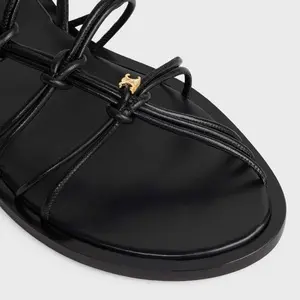 Celine Knots Triomphe Flat Sandal In Goatskin