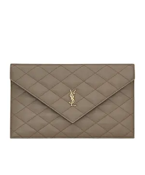 Saint Laurent Paris Pouch In Grain De Poudre Leather - Light Taupe