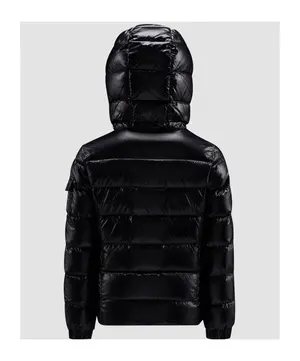 Moncler Logo Patch Hooded Down Jacket - Black