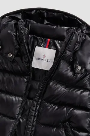 Moncler Logo Patch Hooded Down Jacket - Black