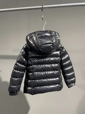 Moncler Logo Patch Hooded Down Jacket - Black