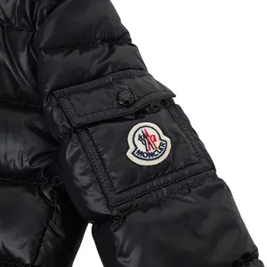 Moncler Logo Patch Hooded Down Jacket - Black