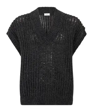 Peserico Open-knit V-neck Knitted Top - Black