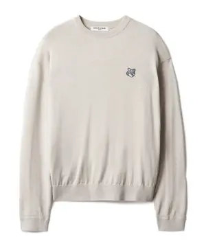 Maison Kitsuné Fox Head Merino Comfort Jumper - Light Beige