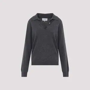 MAISON MARGIELA Twist Lambswool Polo Shirt In 100% Virgin Wool - Grey