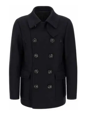 Dsquared2 Wool Blend Overcoat With Stretch Comfort - Navy
