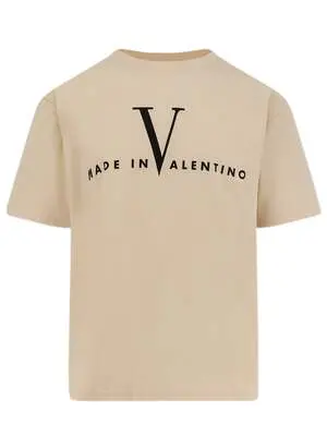 Valentino Garavani Regular-fit Crewneck T-shirt With Chest Logo Print - Bianco