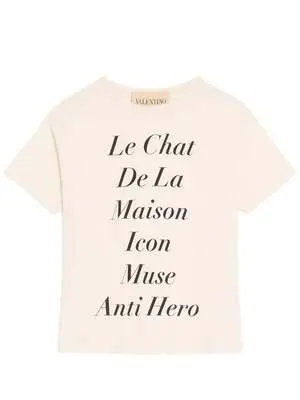 Valentino Garavani Regular Fit Graphic T-shirt With Chest Cat Print - Bianco