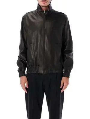 Valentino Garavani Leather Zip Front Jacket - Nero