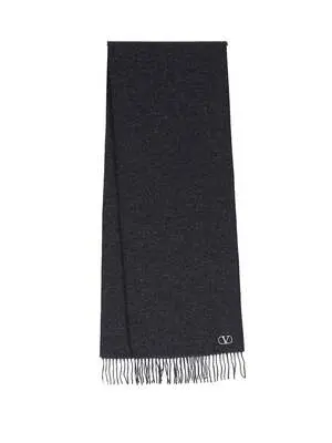 Valentino Garavani Logo Fringed Scarf - Grey