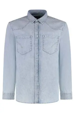 DONDUP Cotton Shirt With Two Front Pockets - Denim