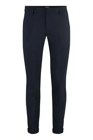 DONDUP Wool-blend Chino Pants With Roll-up Ankle Cuffs - Blue