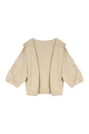 Max Mara Hooded Wool-cashmere Cardigan With Ribbed Knit Edges - Sand