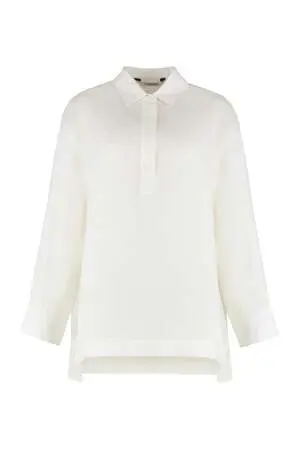 Max Mara Sleek Linen Shirt With Side Slit Hem