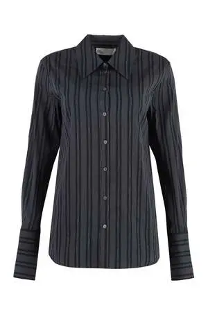 Tory Burch Striped Cotton Button-front Shirt For - Grey