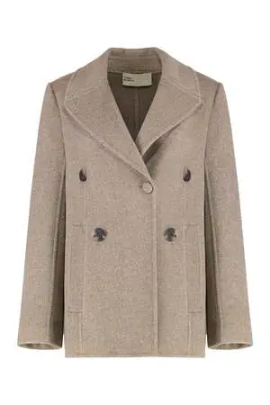 Tory Burch Wide Twill Wool Jacket With Horn Buttons