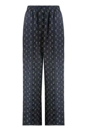 Tory Burch Abstract Paisley Viscose-silk Relaxed Fit Pants - Blue