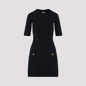 Elisabetta Franchi Knit Mini Dress With Soft Viscose Blend - Blue