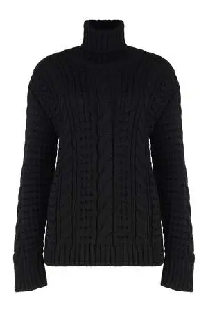 Moncler Cable-knit Virgin-wool Turtleneck Sweater - Black