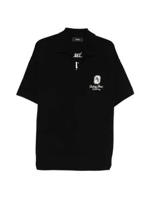 Amiri Logo-embroidered Wool Knit Short-sleeve Polo Shirt - Nero