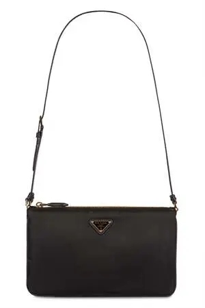 Prada Re-nylon Mini Shoulder Handbag With Gold-tone Hardware - Black