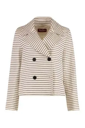 Max Mara Assuan Striped Double-breasted Cotton Jacket - Ecru