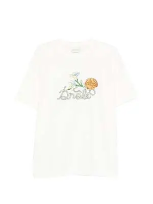Drole De Monsieur Regular-fit 100% Cotton T-shirt With Shell Print - Bianco