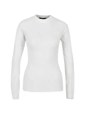 Moncler Crewneck Jacquard Logo Sweater With Textured Finish - Bianco