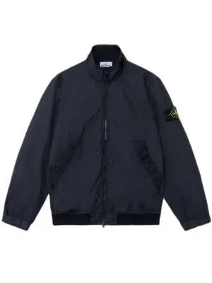 Stone Island Zip-front Stand Collar Jacket With Ribbed Trim