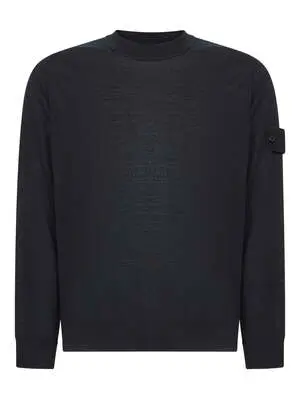Stone Island Logo Patch Crew Neck Sweater - Navyblue